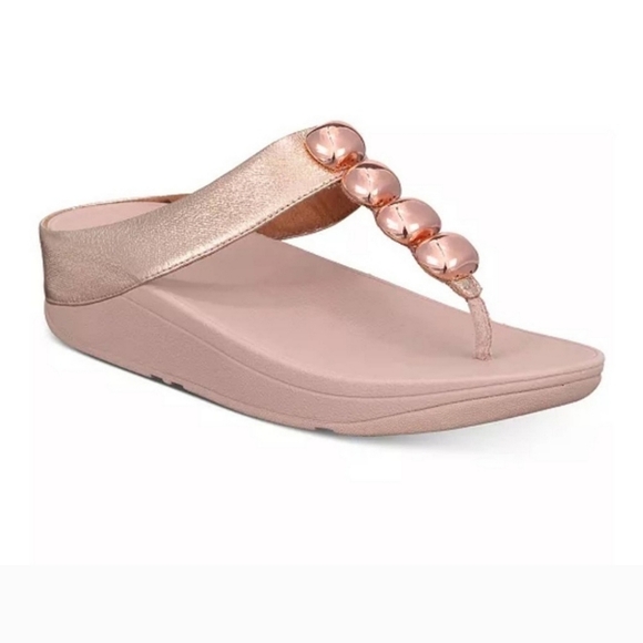 Fitflop | Shoes | Fitflop Francheska Glitzy Toe Thong Sandals Rose Gold ...